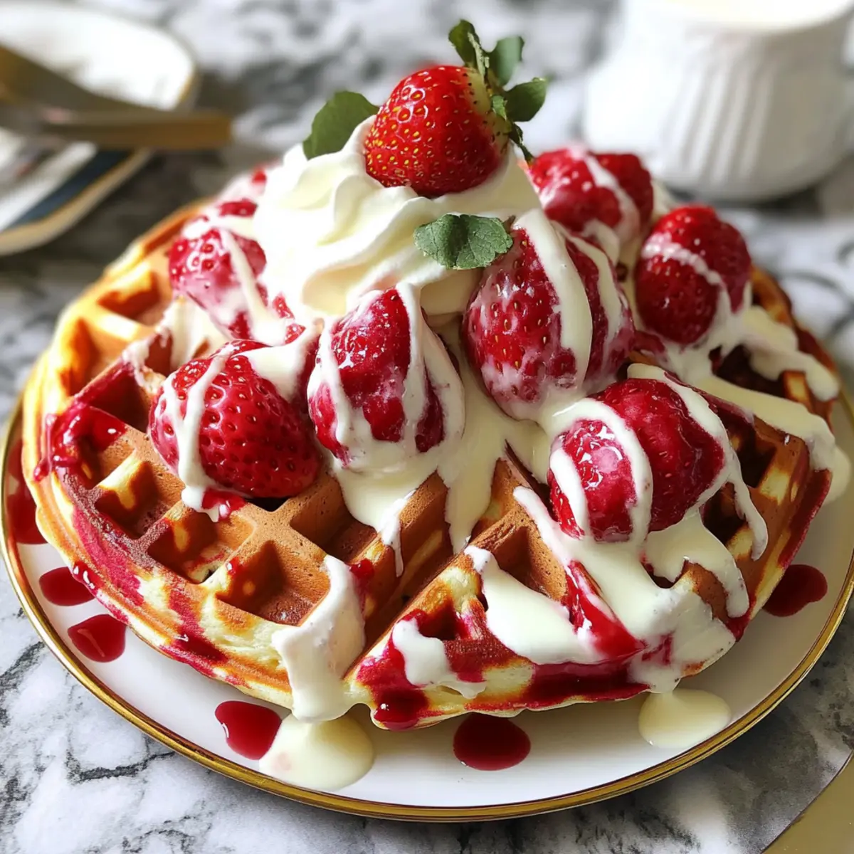 Delicious Red Velvet Marble Waffles for a Fun Breakfast Treat